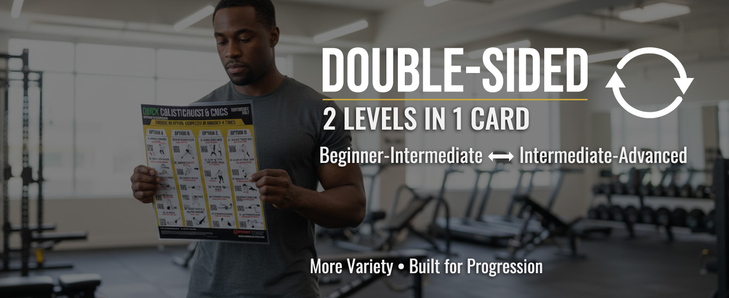 Quick Calisthenics & Core Workout Card — Two Levels (Double-Sided) — 8 ...