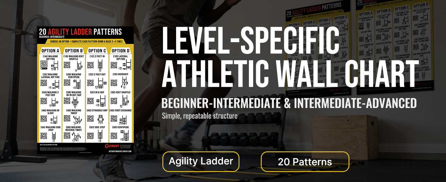 20 Agility Ladder Patterns Workout Wall Chart (18x24) – Beginner ...